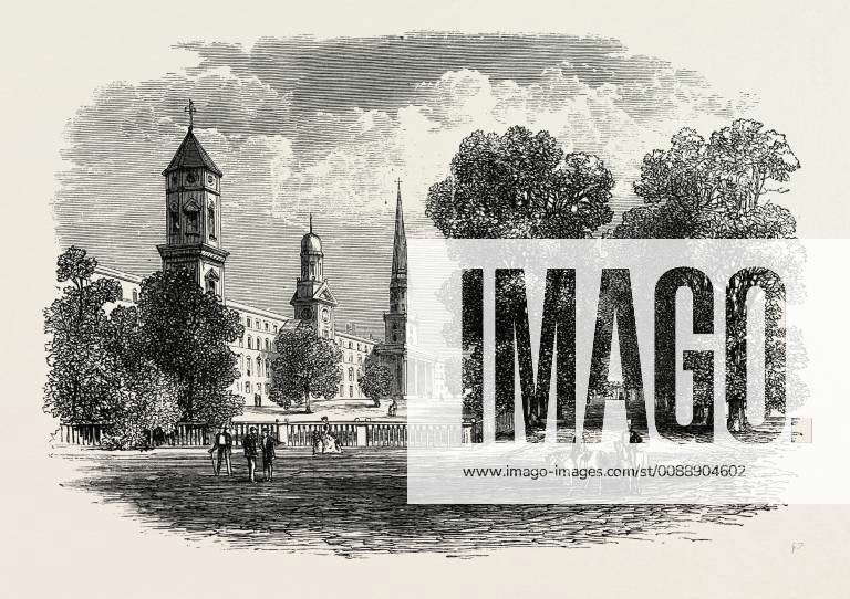 Yale College, United States of America, US, USA, 1870s Engraving