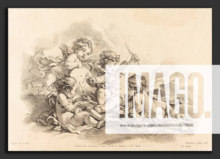 Gilles Demarteau, the Elder after Francois Boucher (French, 1722 - 1776), Four Cherubs at Target