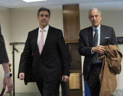 Former Trump attorney Michael Cohen arrives with his lawyer Lanny Davis ...
