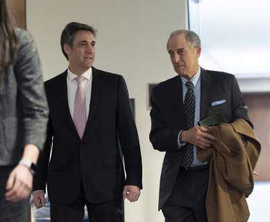 Former Trump attorney Michael Cohen arrives with his lawyer Lanny Davis ...