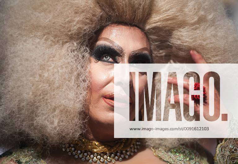June 1, 2019 - Malaga, MALAGA, Spain - A drag queen poses as he takes ...