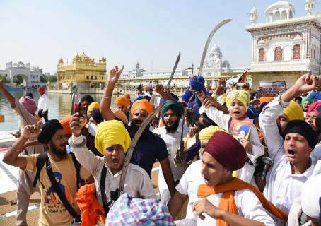 AMRITSAR, INDIA - JUNE 6: Members of various hardliner Sikh ...