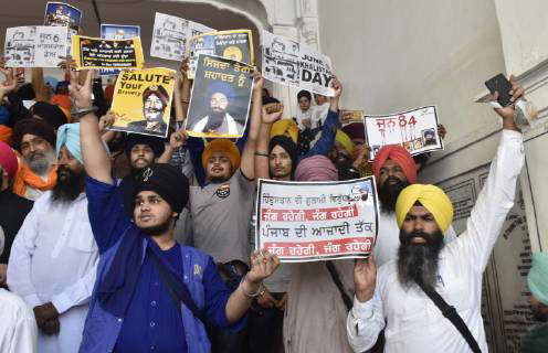 AMRITSAR, INDIA - JUNE 6: Members of various hardliner Sikh ...