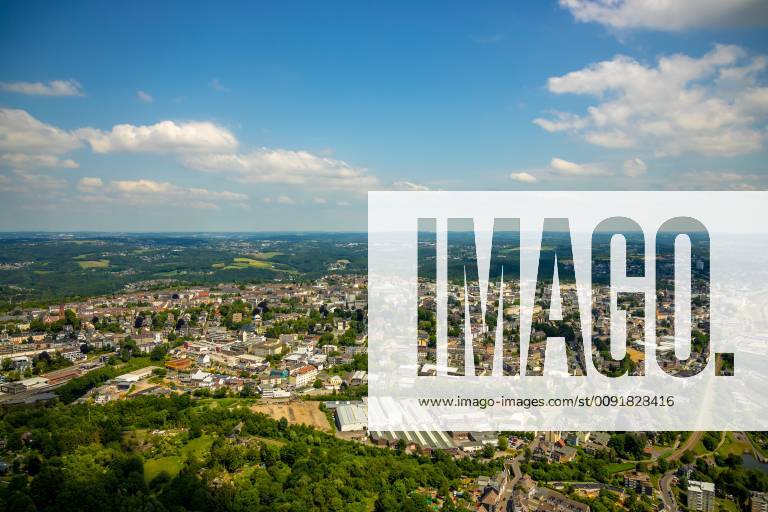 Aerial view of the city centre of Remscheid with the town hall ...