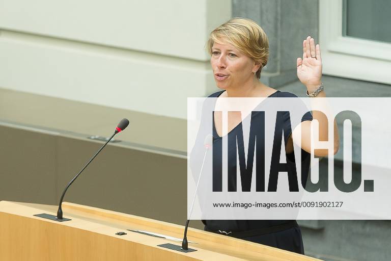 SP.A s Caroline Gennez pictured during the oath taking ceremony at the ...