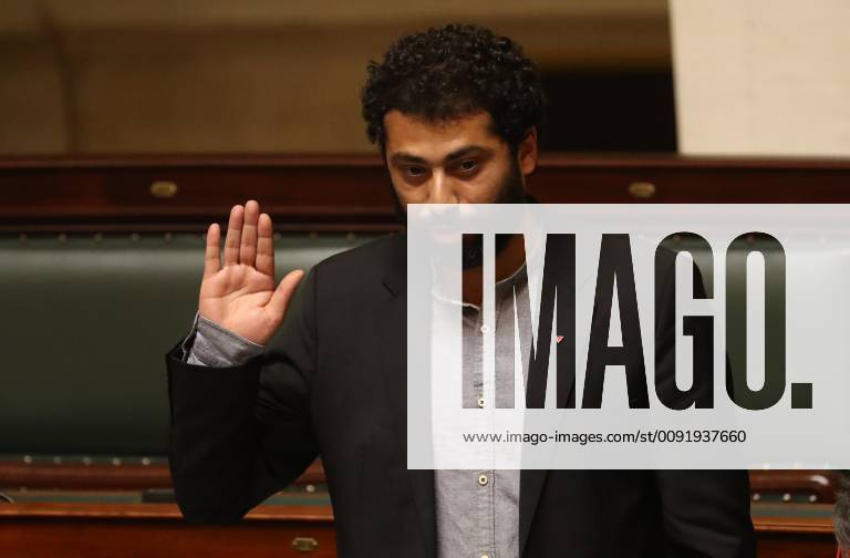 PVDA PTB s Nabil Boukili pictured during the oath ceremony at the ...