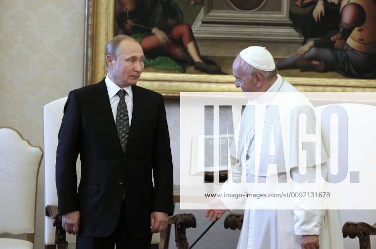 Pope Francis receives Russian President Vladimir Putin during a private ...