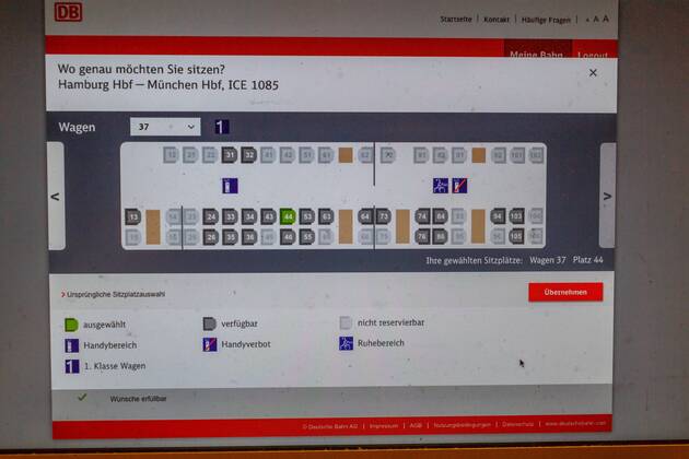Deutsche Bahn Seat Reservation Travellers can reserve their seats ...