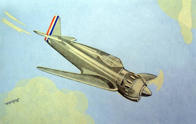 WWII: French postcard depicting a French caudron 714 aircraft World War ...