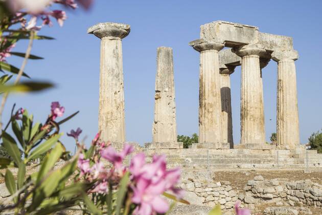 Archaic Temple of Apollo, Dorian columns, Corinth, Greece
