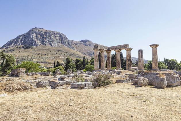 Archaic Temple of Apollo, Dorian columns, Corinth, Greece