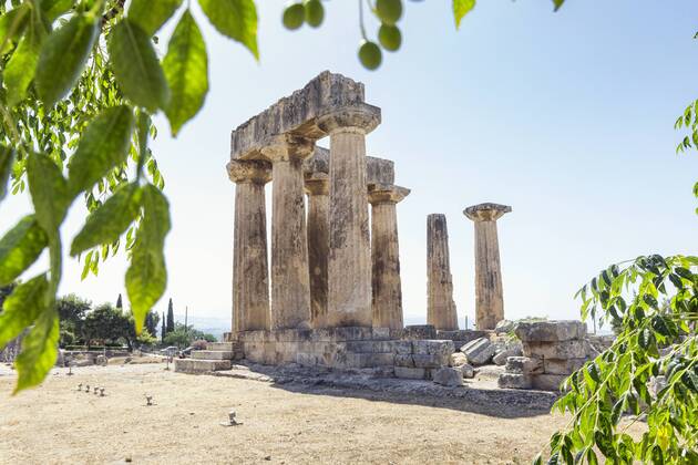 Archaic Temple of Apollo, Dorian columns, Corinth, Greece