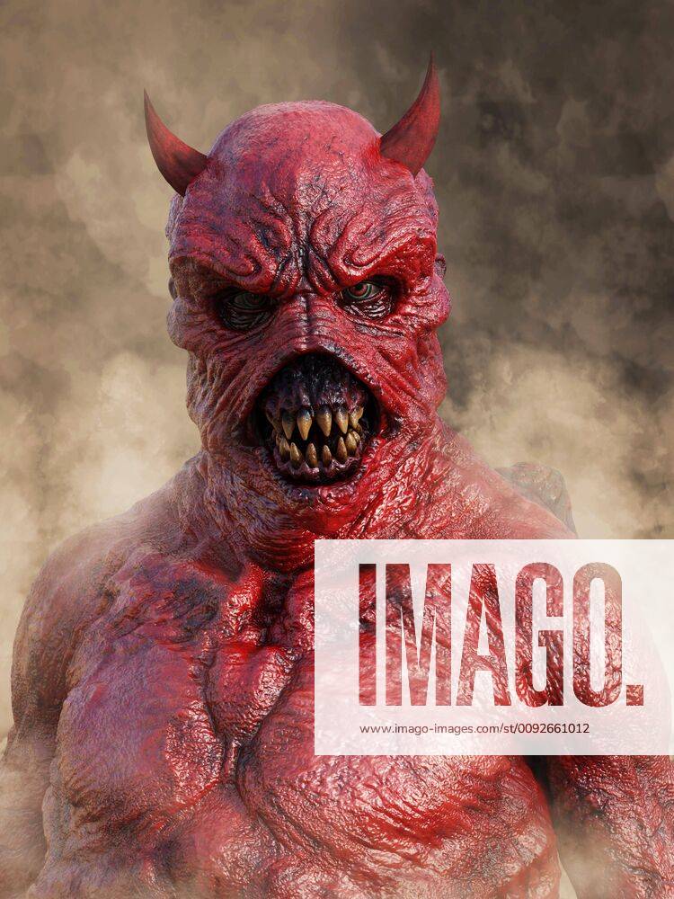 3D rendering of the face of a devil