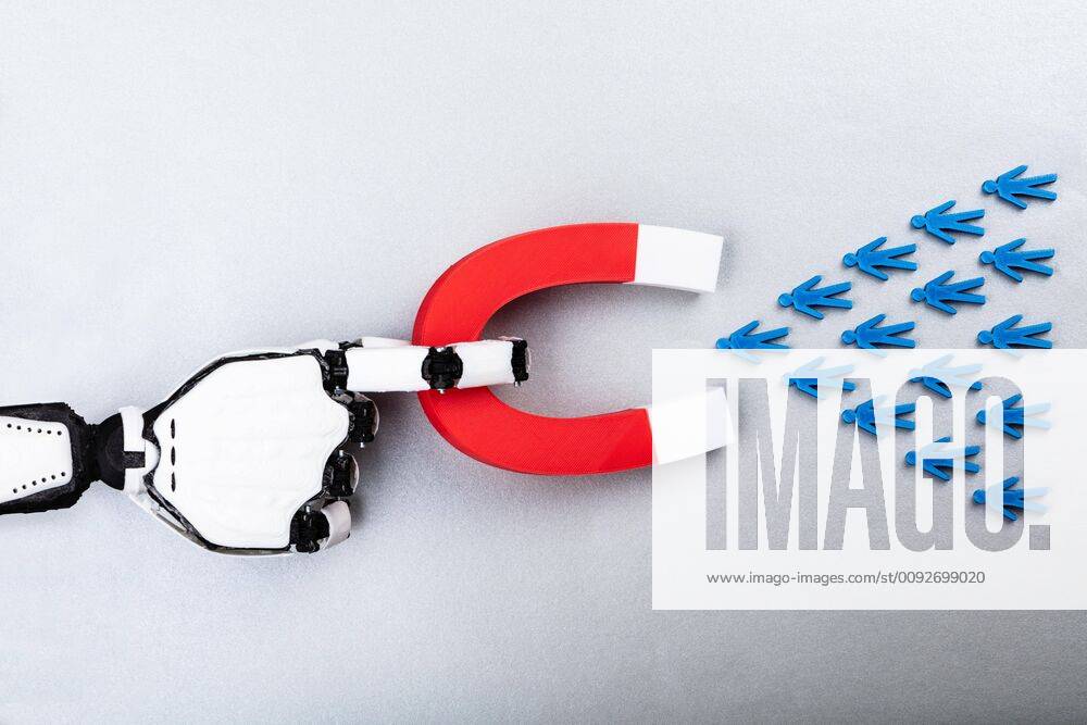 Robot Attracting Human Figures With Horseshoe Magnet