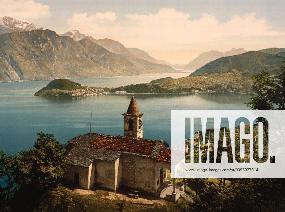 Capello St. Angelo and View of Bellagio, Lake Como, Italy, Photochrome ...