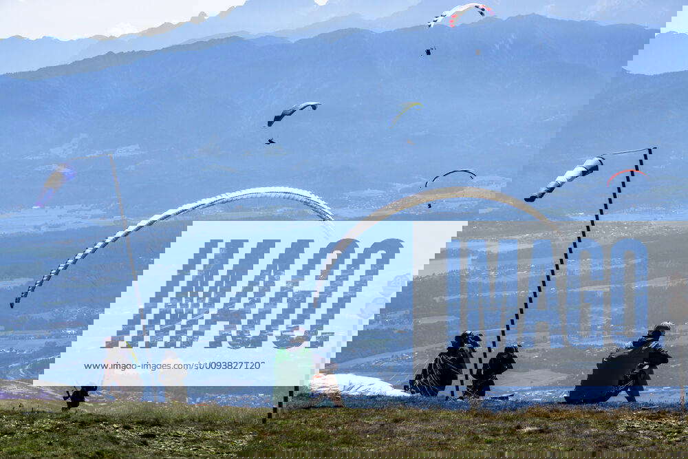 Paragliding started from the Gerlitzen Berg in Carinthia, Austria ...
