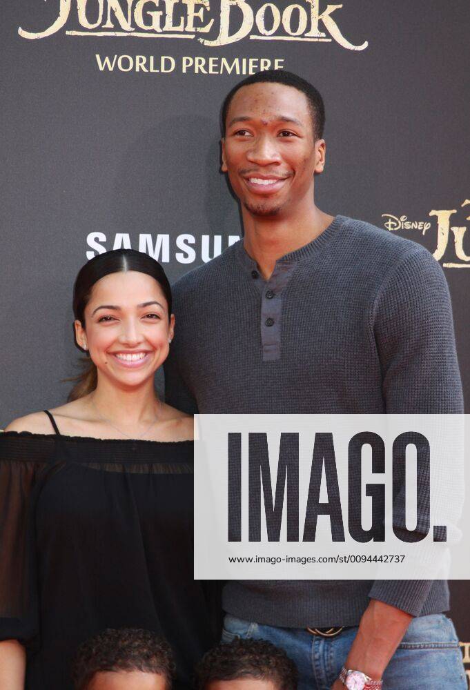 Melissa Sanchez & Wesley Johnson Basketball Player With Wife The Jungle Book, World Premiere, Los