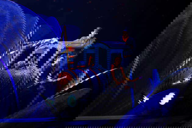 Georgina Melville as Jim Knopf and Carsten Sabrowski as Lukas during ...