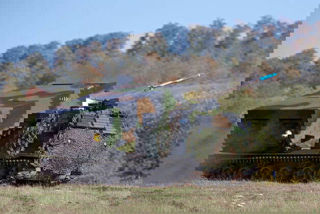 A rocket launcher of the French army of the type LRU 227mm Lance ...