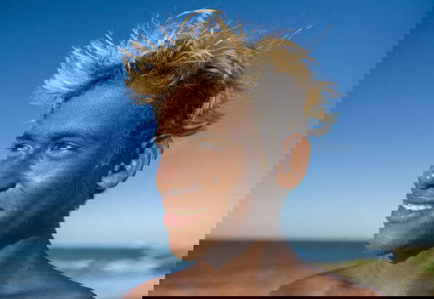 Brazilian guy on seashore with dyed hair and tan skin Brazil, State of ...