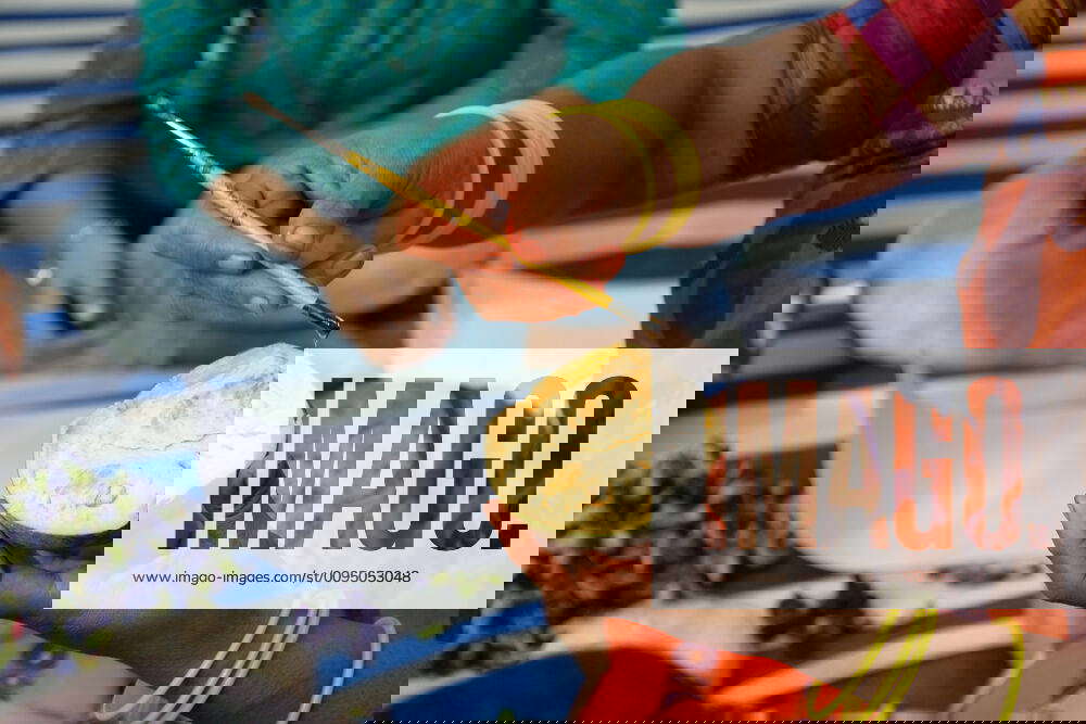 November 15, 2019, Pingla, west bengal, india: Color Extraction process ...