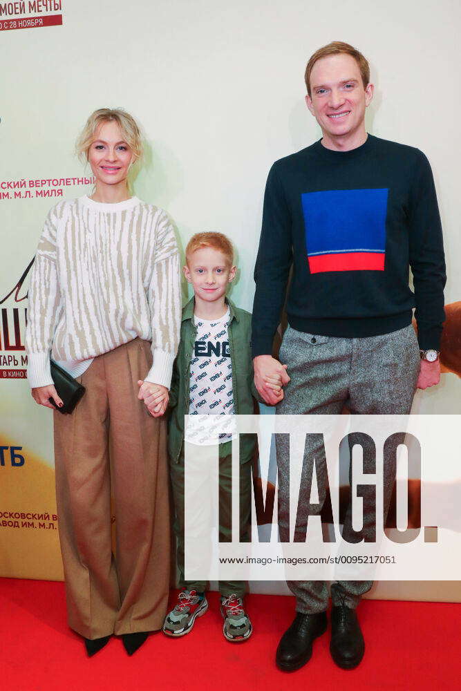 MOSCOW, RUSSIA - : Actor Andrei Burkovsky, his wife Olga and son Maxim ...