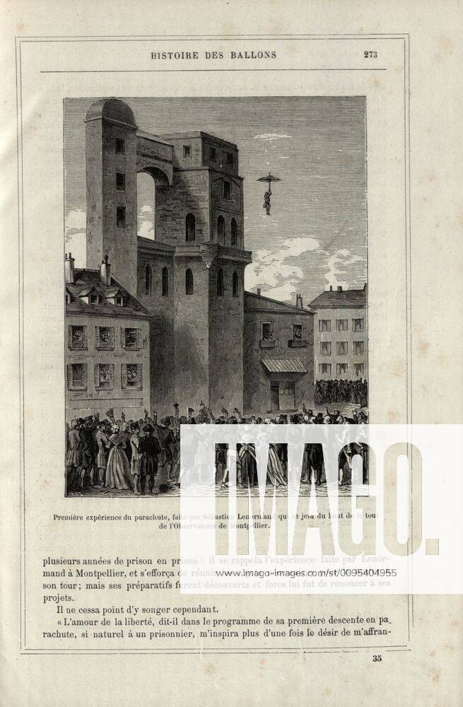 First experience of the parachute, made by Sebastien Lenormand who ...