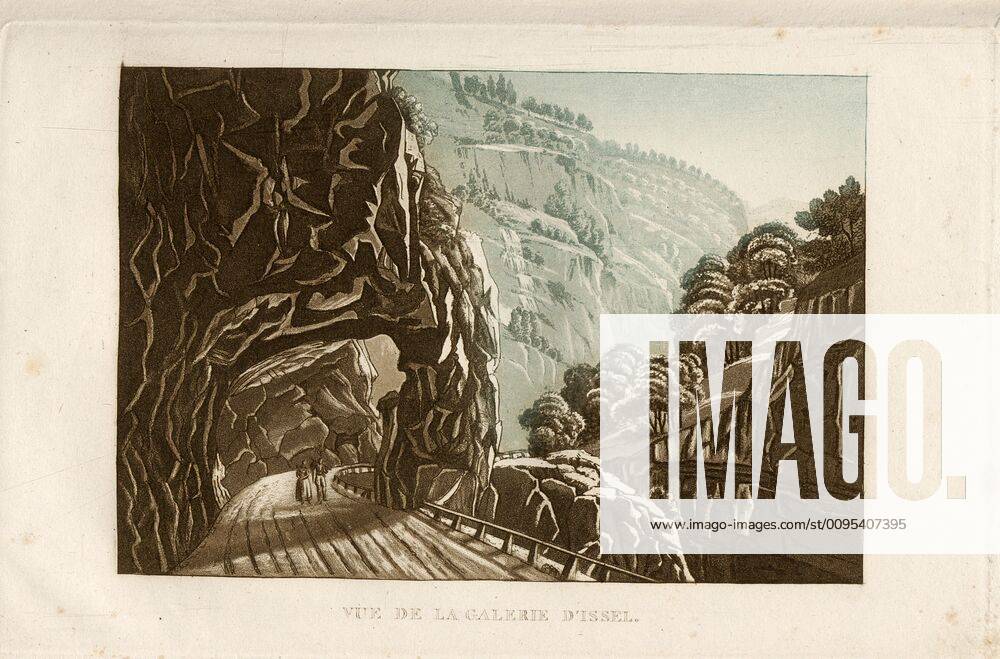 View of the Issel Gallery, Two hikers pass through the gallery of Issel ...