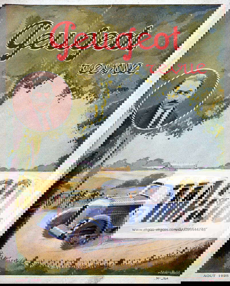 Transport Cover of Peugeot magazine Revue daout 1925 representing a car ...