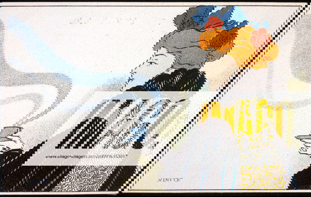 Coffee Visit a woman wearing a cup of coffee Postcard around 1900 ...