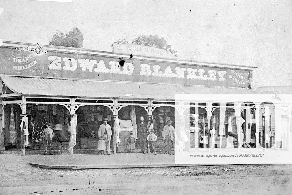 Negative - Durham Ox, Victoria, circa 1875, People in front of Victoria ...