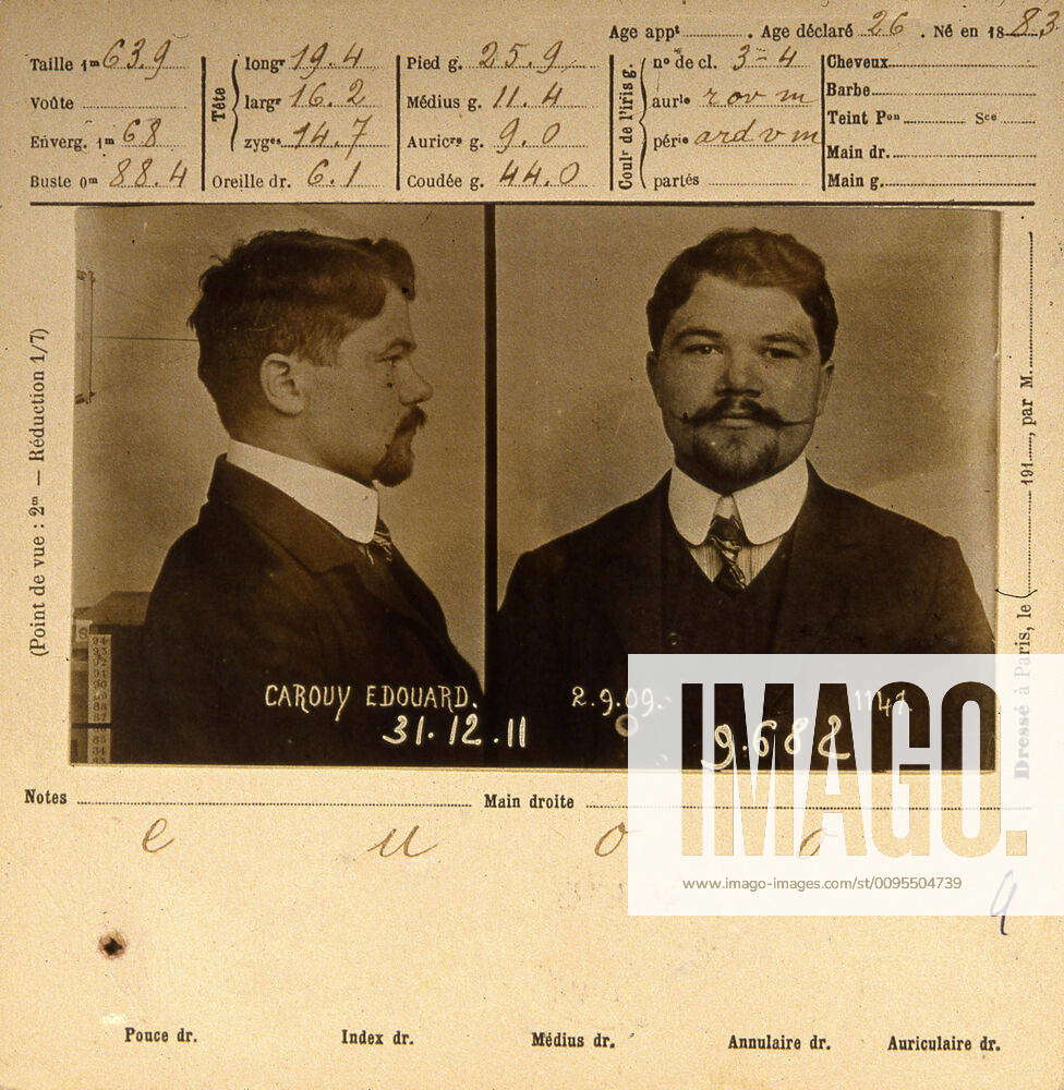 BANDE A BONNOT Anthropometric file of Edouard CAROUY of the Jules ...