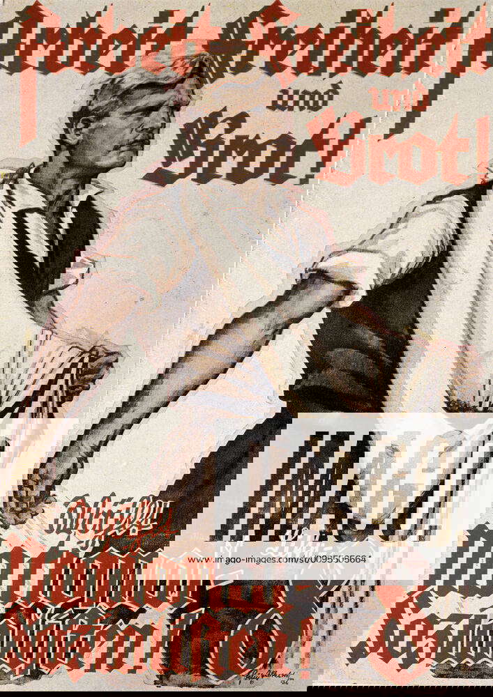 Nazism Work, freedom and bread Election poster of the National ...