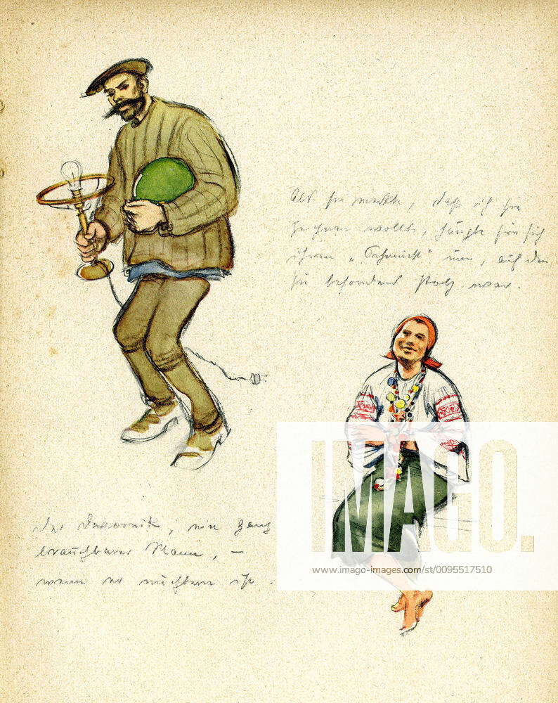 Second World War Man with lamp, and woman Illustration from the Nazi ...