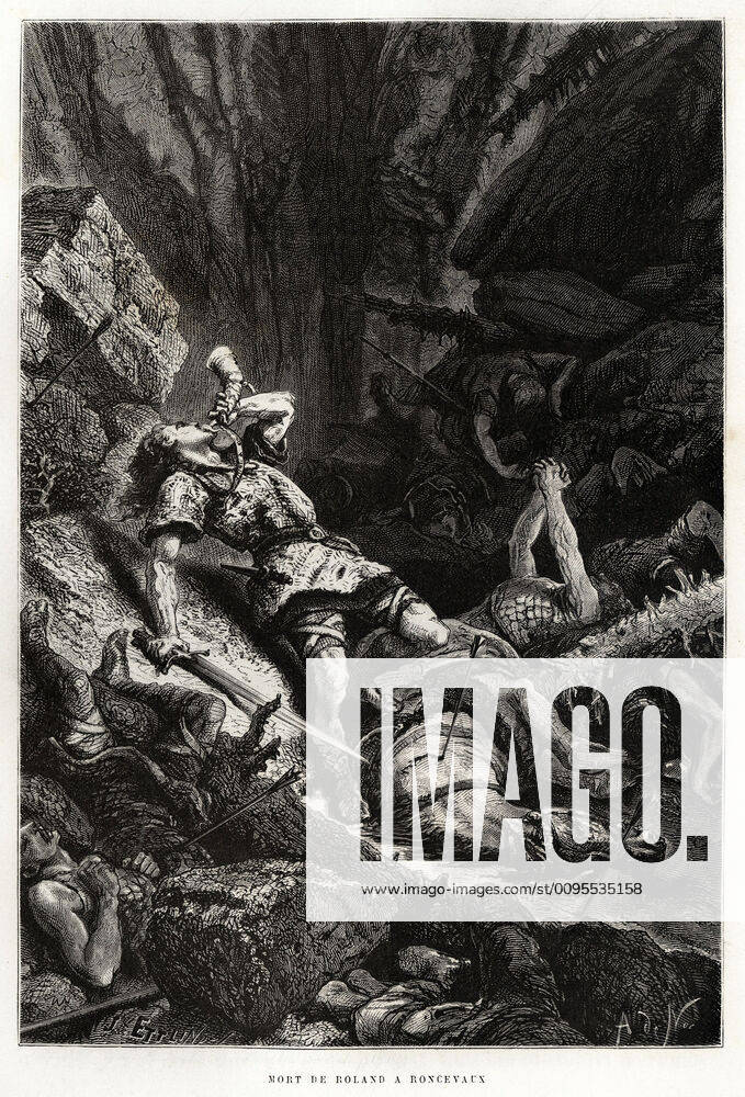 ROLAND Death of ROLAND in Roncesvalles Illustration of 1875 by Alphonse ...