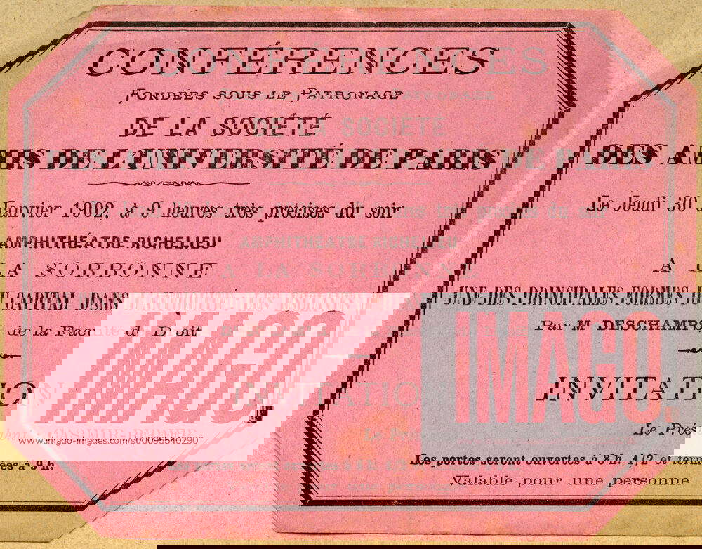 1900s CONFERENCE Invitation card for a conference of the Society of ...