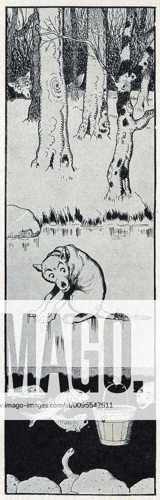 ROMAN DE RENART La peche d Ysengrin le loup Illustration of 1909 by ...