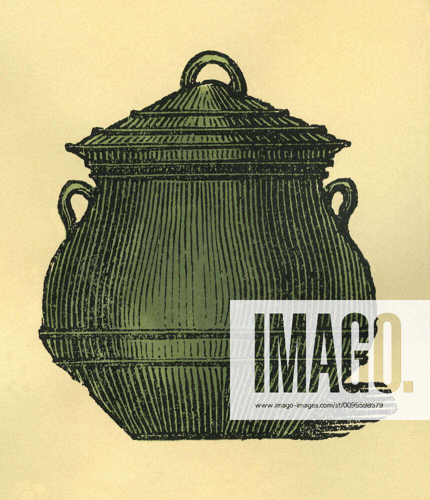 Detail pot of a cookbook from the end of the 19th century Coloured by ...