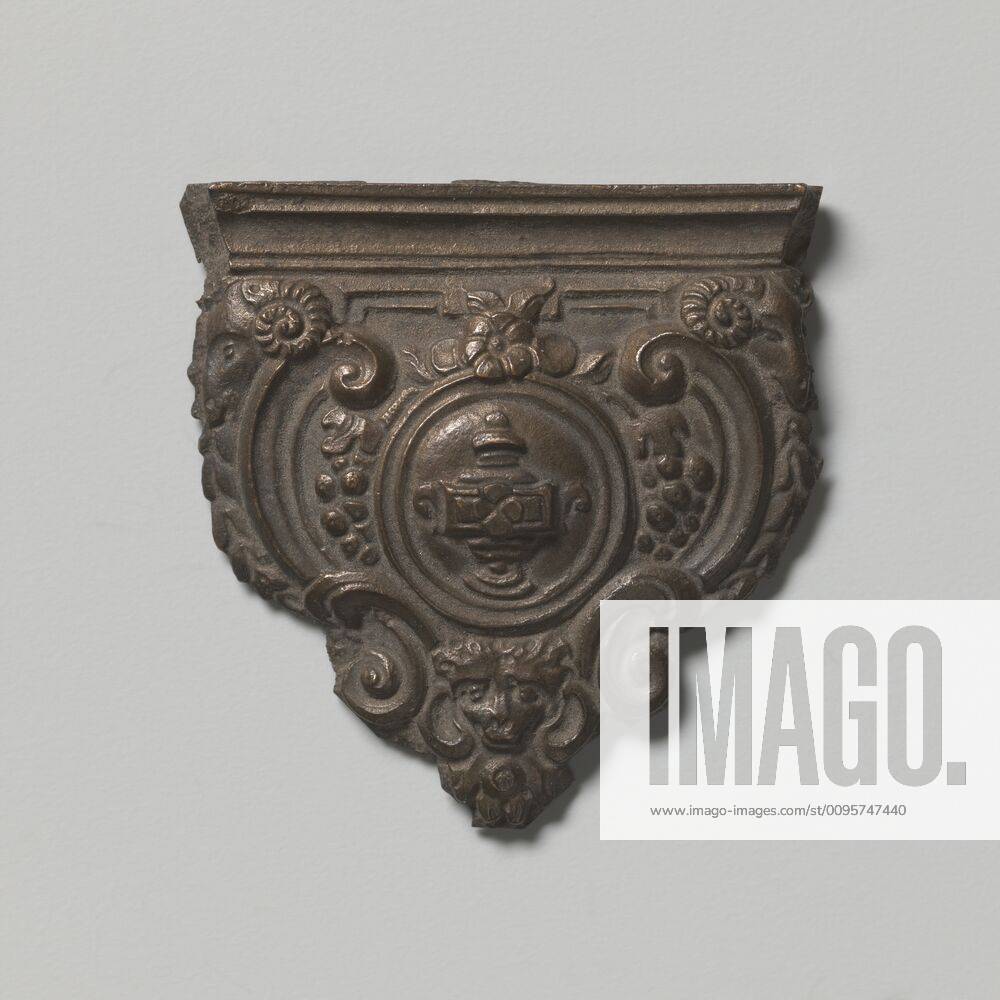 Model for a book lock clamp with a vase in a medallion, Red copper ...