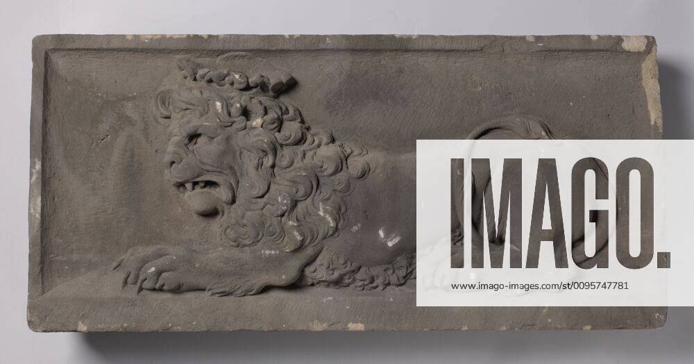 Facing brick with crowned lion facing left, horizontal rectangle on ...