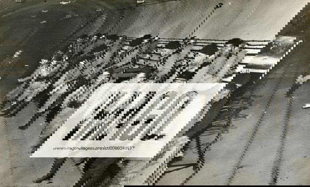 World War II Maginot Line soldiers getting off the underground train ...