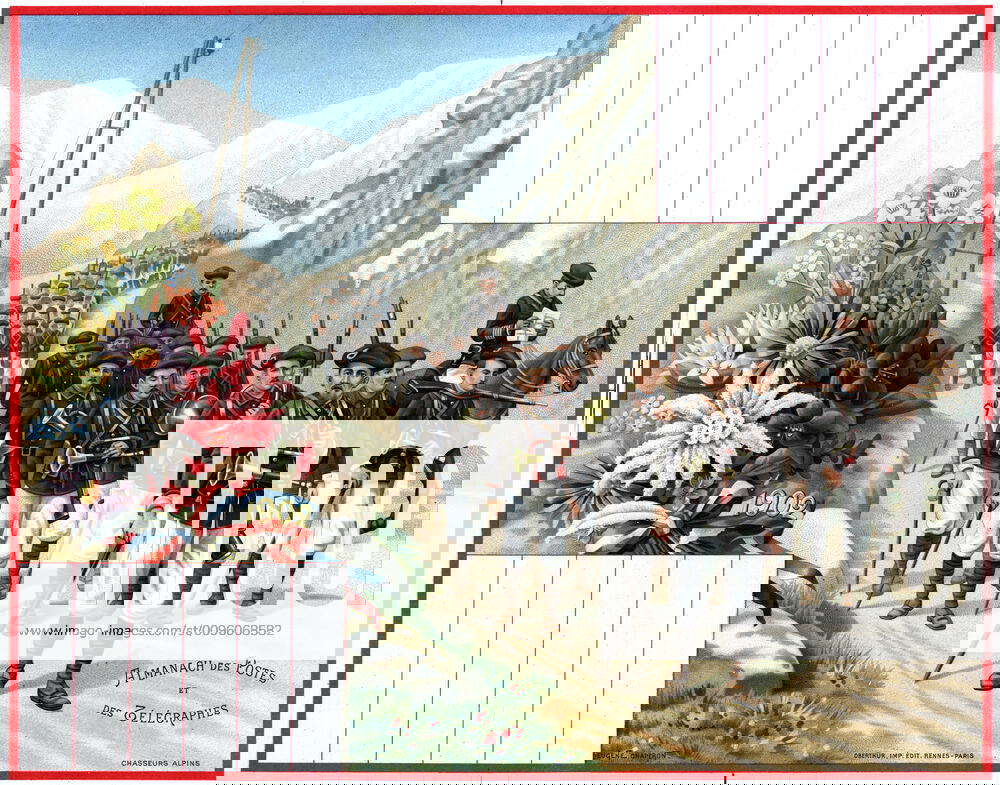 GUN 1900s Alpine Hunters Anonymous illustration for a 1905 calendar ...