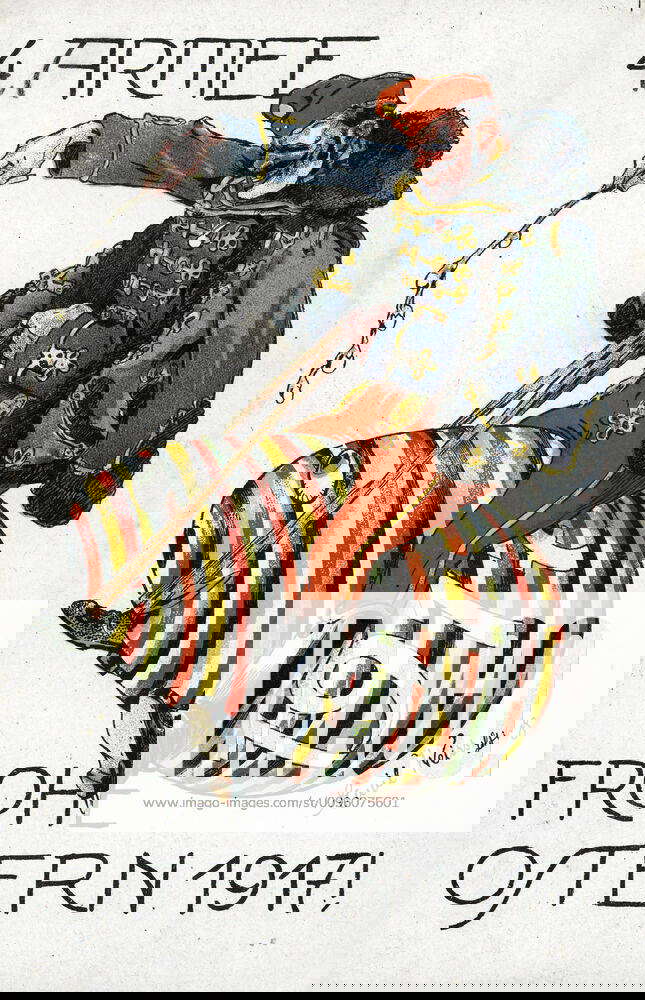 World War I Frohe ostern 1917 Happy Easter soldier on a coloured egg ...