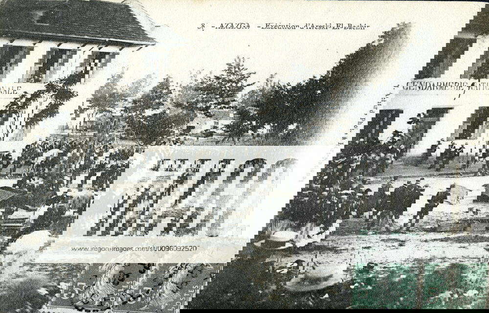 ALGERIA Guillotine Azazga Execution of Arezki El Bachir in 1895 Postcard circa 1909 Credit IM