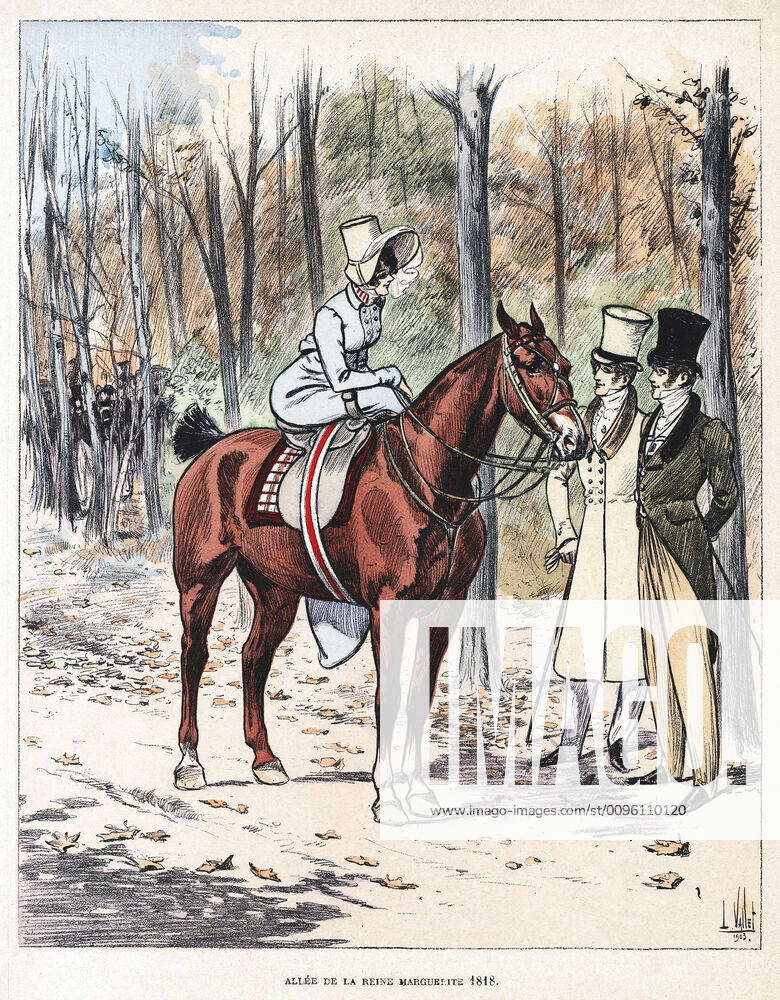 BOIS DE BOULOGNE Allee de la Reine Marguerite 1818 Illustration by ...