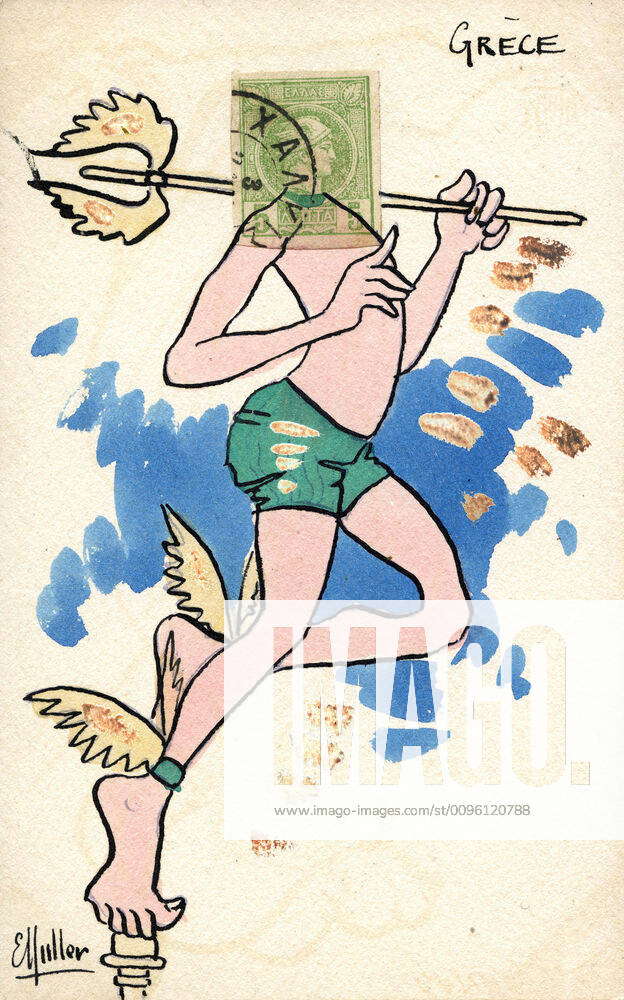 PHILATELIE years 1900 Greece stamp forming the face of a messenger from ...