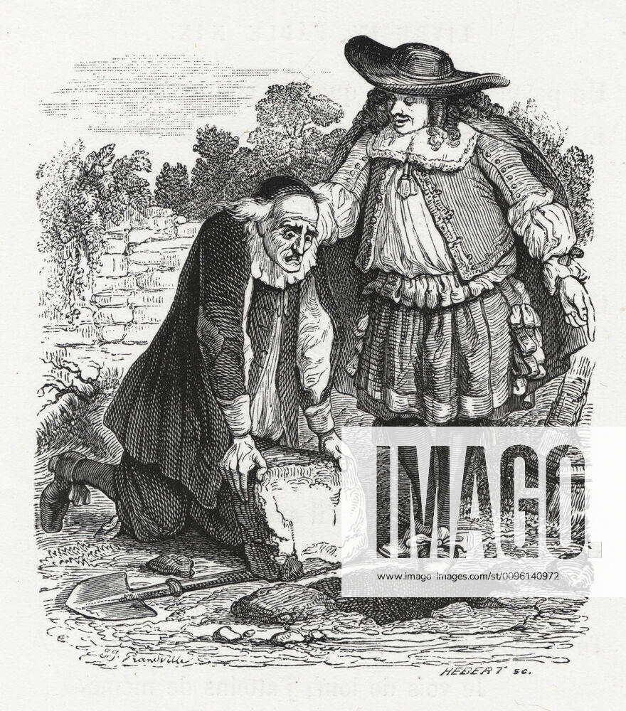 Fable de LA FONTAINE L Avare qui a perdu son tresor Illustration de ...