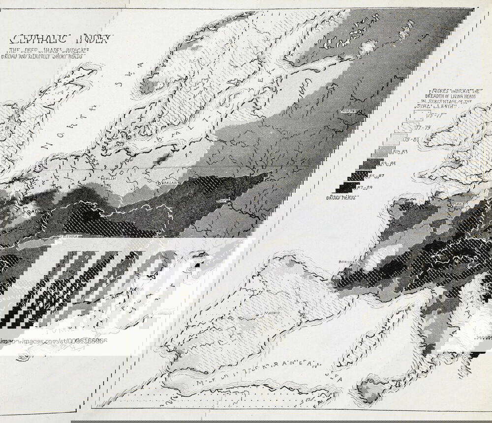 Cephalic Index in Europe Cephalic Index in Europe Map of Europe with ...