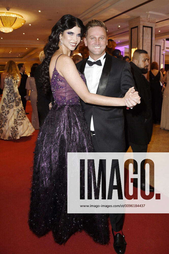 Micaela Schäfer with friend Adriano Hess at the 120 Press Ball Berlin ...