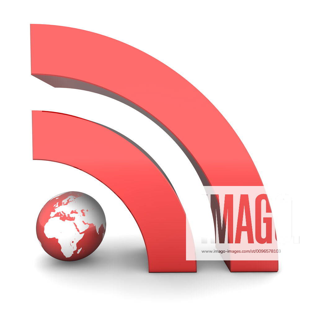 RSS Sign in Metallic Red shiny metallic red RSS symbol rendered in 3D ...